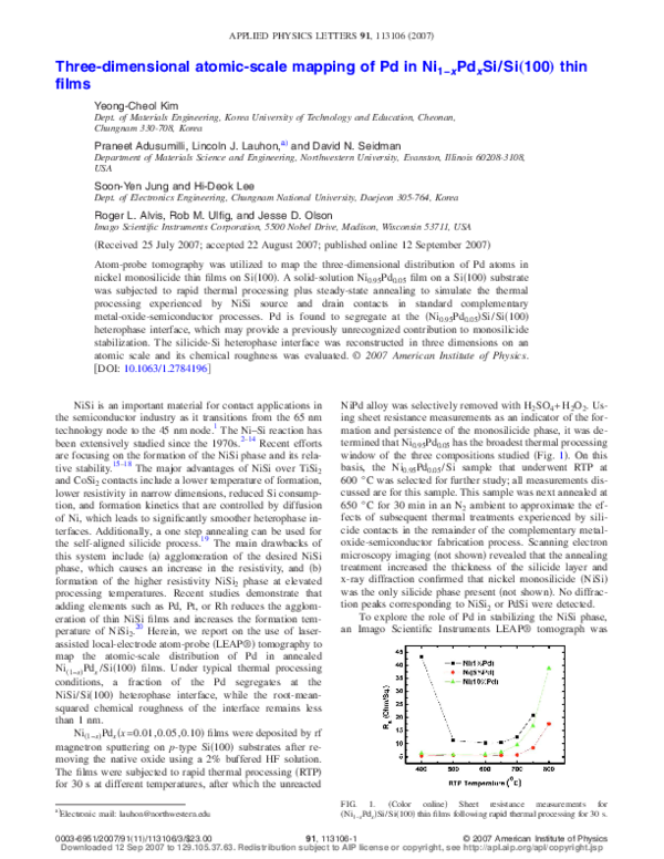 (PDF) Three-dimensional atomic-scale mapping of Pd in Ni[sub 1−x]Pd[sub ...