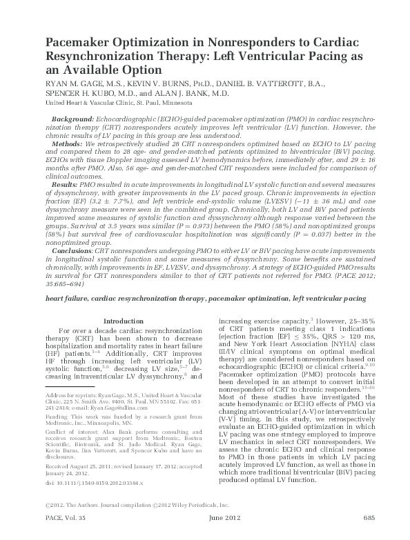 (PDF) Pacemaker Optimization in CRT Nonresponders