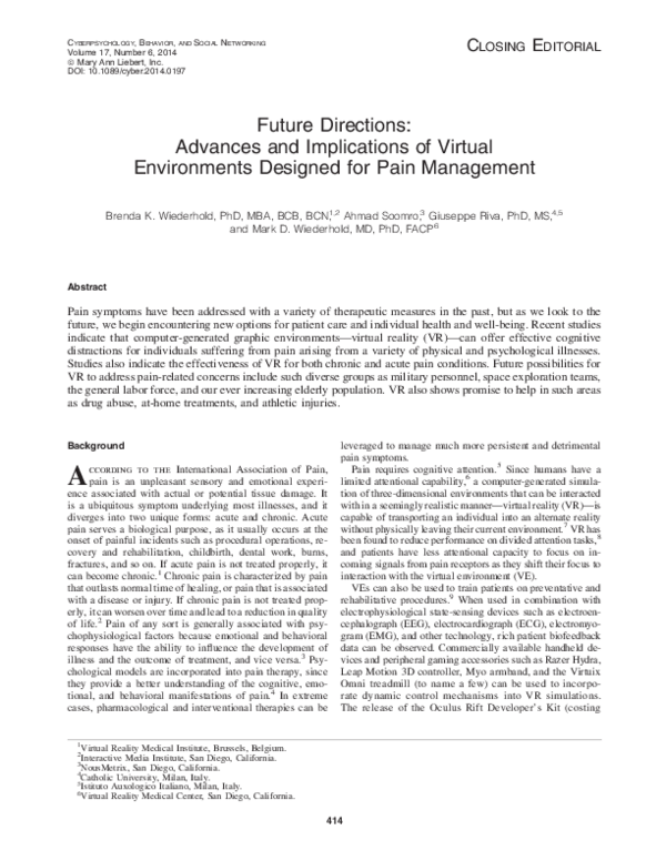 (PDF) Future directions: Advances and implications of virtual ...