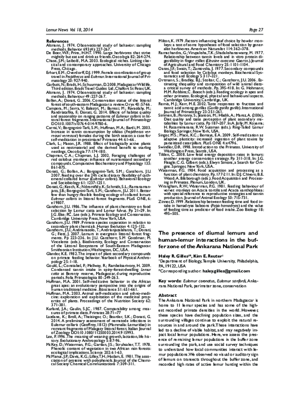 (PDF) The presence of diurnal lemurs and human-lemur interactions in ...