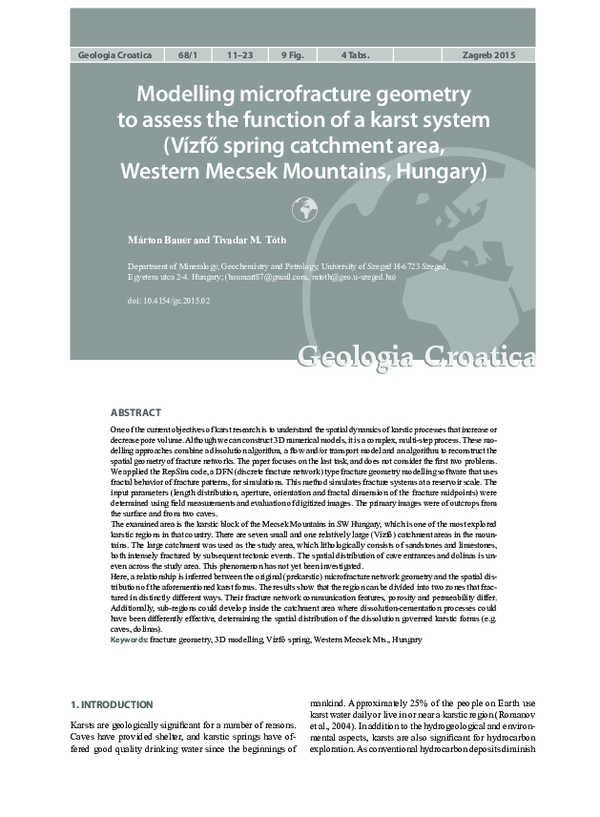 (PDF) Modeling microfracture geometry to the asses the function of a karst system (Vízfő spring ...