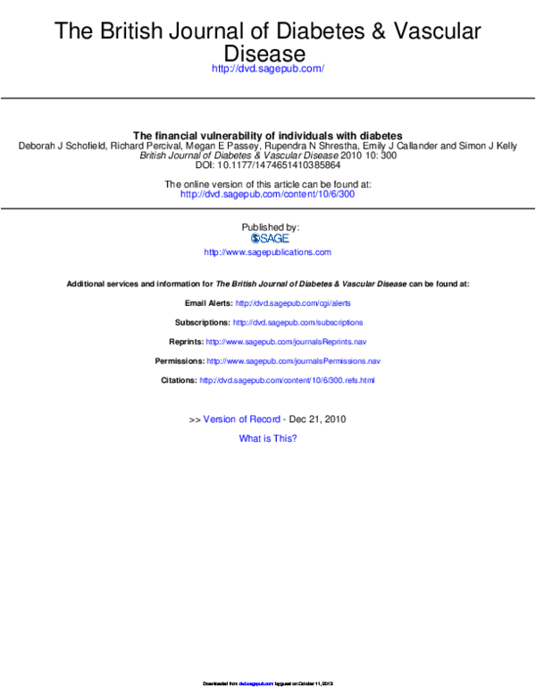 (PDF) The financial vulnerability of individuals with diabetes