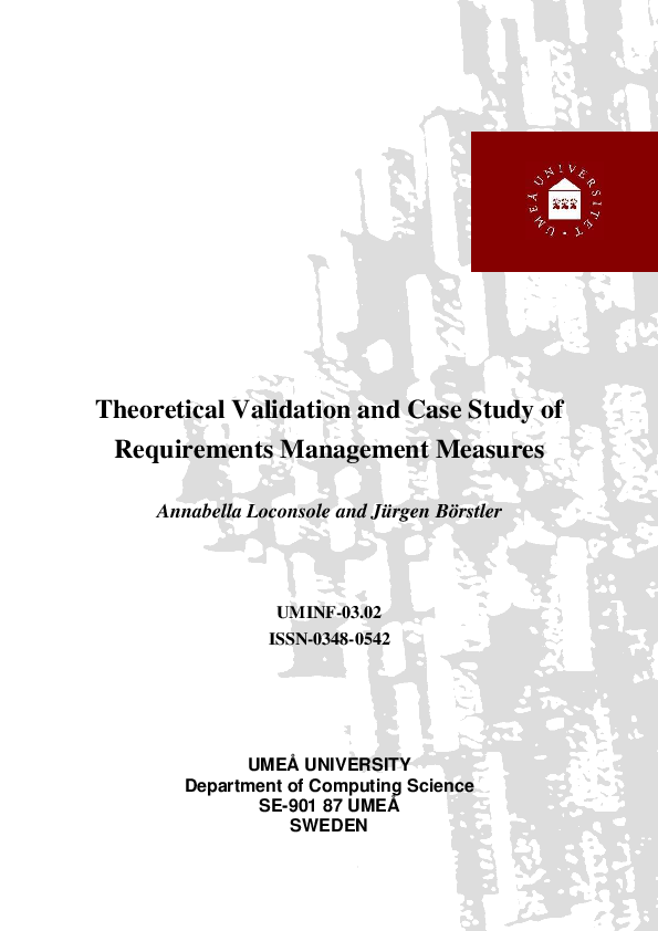 (PDF) Theoretical Validation and Case Study of Requirements Management Measures