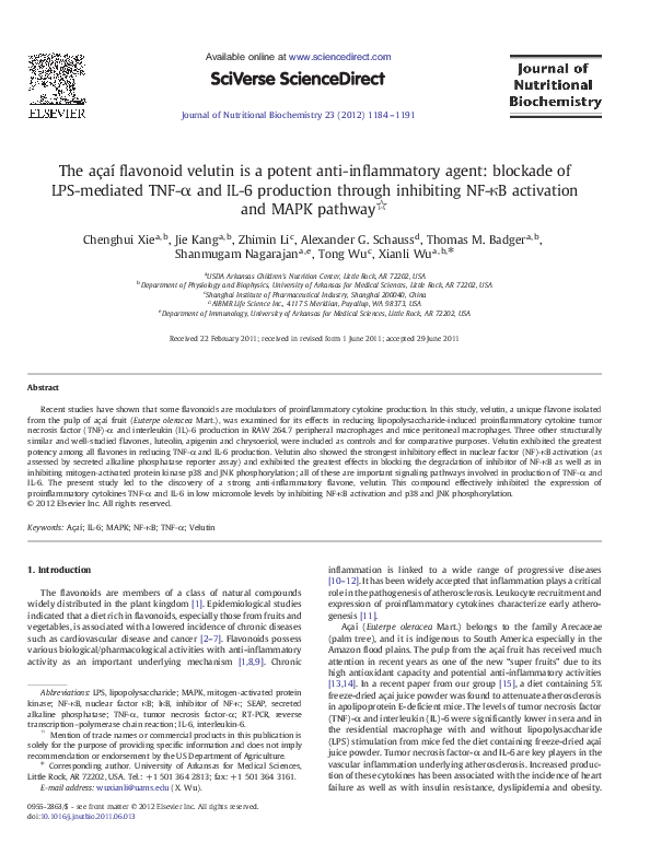 (PDF) The açaí flavonoid velutin is a potent anti-inflammatory agent ...