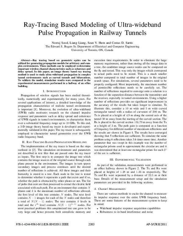 Pdf Ray Tracing Based Modeling Of Ultra Wideband Pulse Propagation In