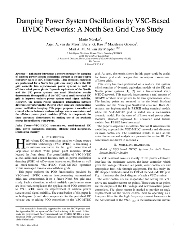Pdf Damping Power System Oscillations By Vsc Based Hvdc Networks A