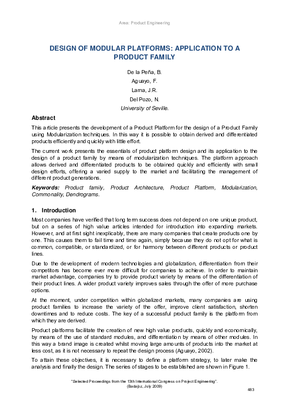 (PDF) Design of modular platforms: application to a product family