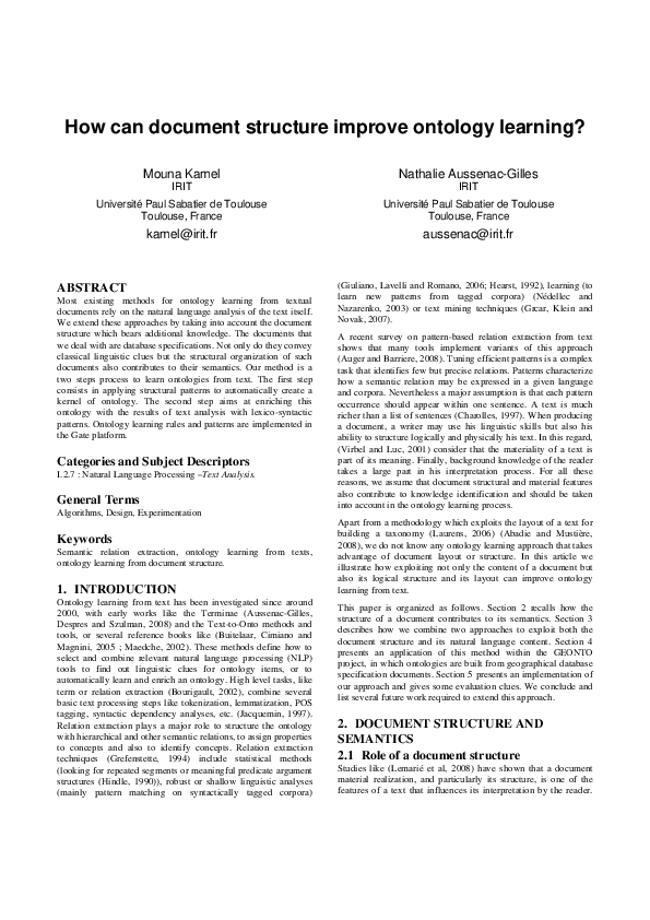 (PDF) How can document structure improve ontology learning?