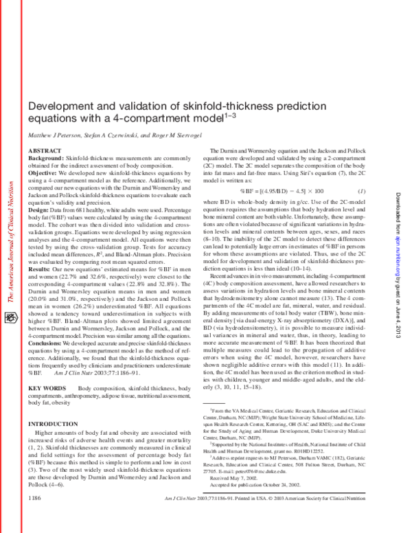 (PDF) Development and validation of skinfold-thickness prediction ...