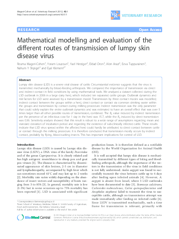 (PDF) Mathematical modelling and evaluation of the different routes of ...