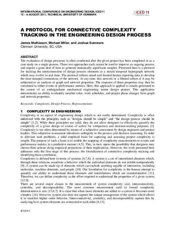 (PDF) A protocol for connective complexity tracking in the engineering ...