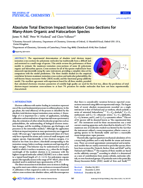Pdf Absolute Total Electron Impact Ionization Cross Sections For Many