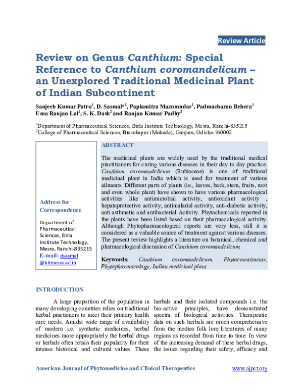 (PDF) Review on Genus Canthium: Special Reference to Canthium ...