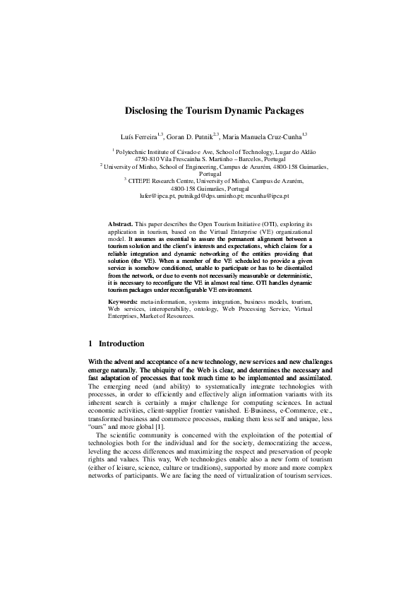 (PDF) Disclosing the Tourism Dynamic Packages