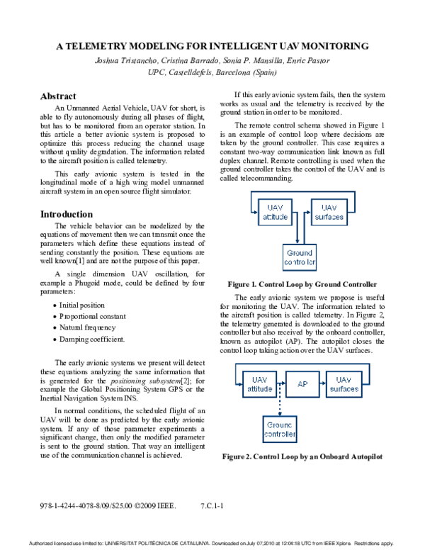 (PDF) A telemetry modeling for intelligent UAV monitoring