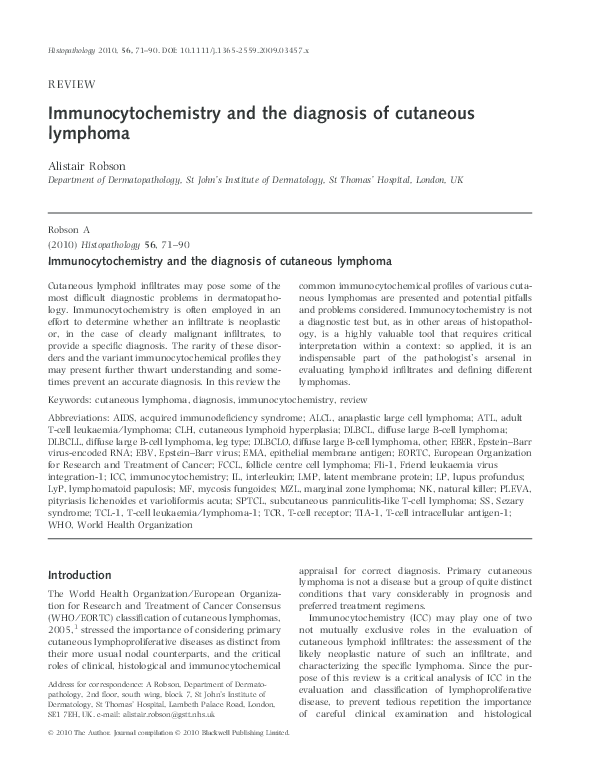 (PDF) Primary cutaneous CD8-positive epidermotropic cytotoxic T cell lymphomas. A distinct ...