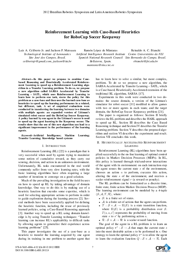 (PDF) Reinforcement Learning with Case-Based Heuristics for RoboCup Soccer Keepaway | Ramon ...