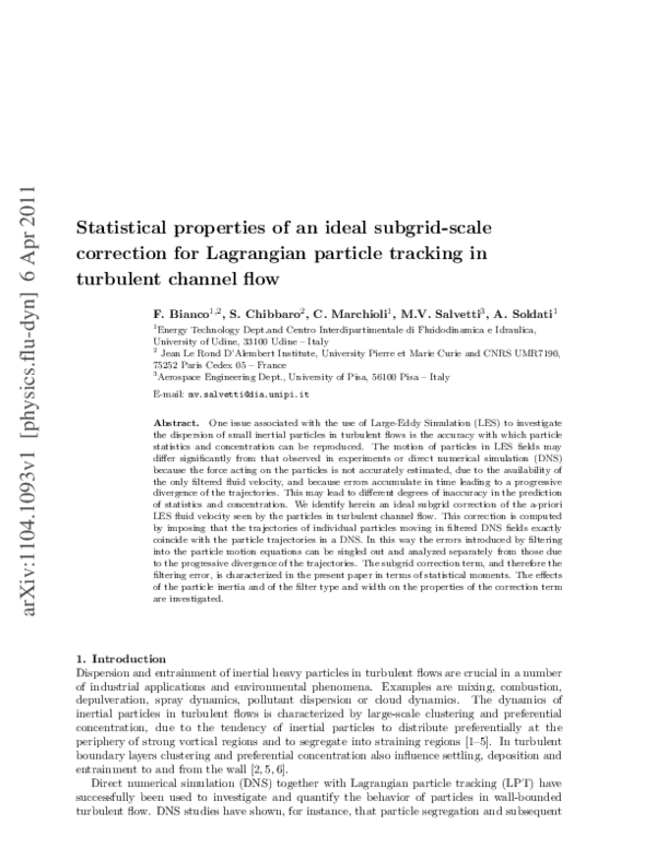 Pdf Statistical Properties Of An Ideal Subgrid Scale Correction For