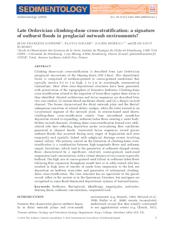 (PDF) Late Ordovician climbing‐dune cross‐stratification: a signature ...