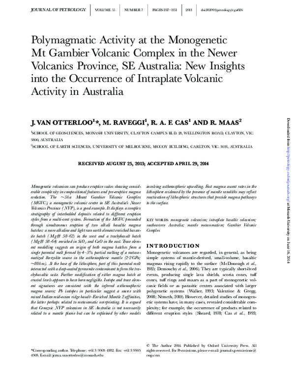(PDF) Polymagmatic Activity at the Monogenetic Mt Gambier Volcanic ...