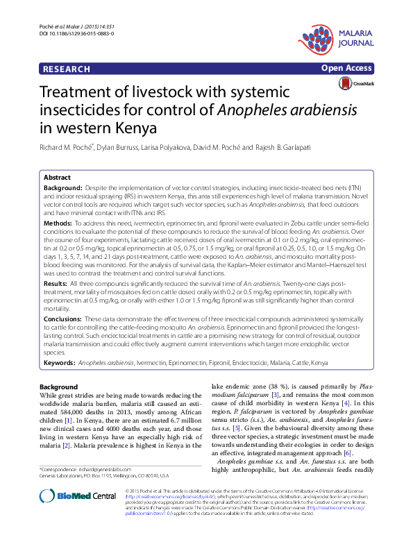 (PDF) Treatment of livestock with systemic insecticides for control of ...