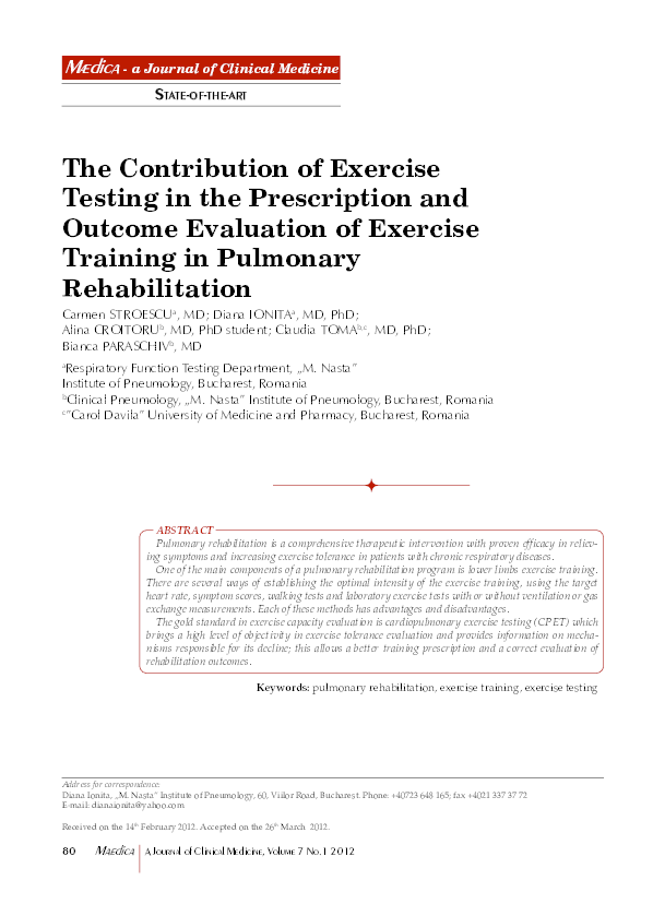 (PDF) The contribution of exercise testing in the prescription and ...