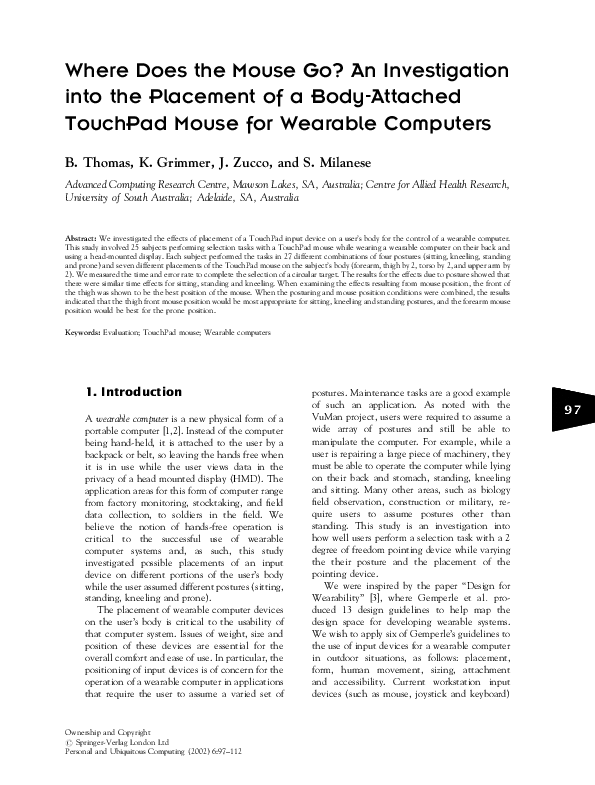 (PDF) Where Does the Mouse Go? An Investigation into the Placement of a ...