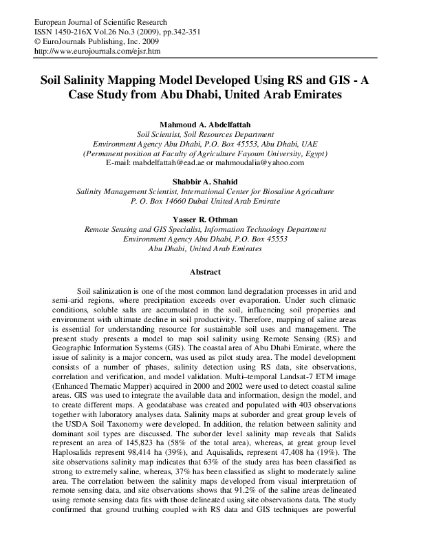 (PDF) Soil Salinity Mapping Model Developed Using RS and GIS-A Case Study from Abu Dhabi, United ...