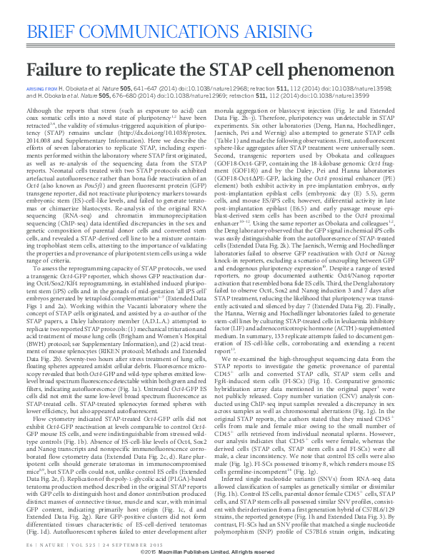 (PDF) Failure to replicate the STAP cell phenomenon
