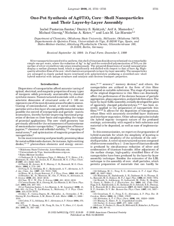 (PDF) One-Pot Synthesis of Ag@TiO2 Nanoparticles and their LBL assembly