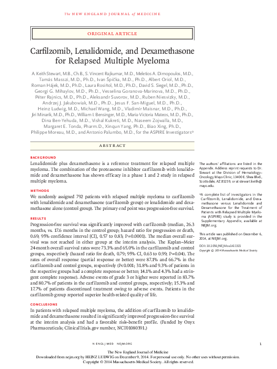 (PDF) Carfilzomib with Lenalidomide for Myeloma