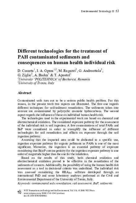(PDF) Different technologies for the treatment of PAH contaminated ...