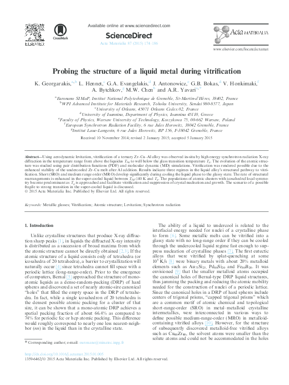 (PDF) Probing the structure of a liquid metal during vitrification