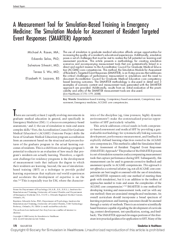 (PDF) A Measurement Tool for Simulation-Based Training in Emergency ...