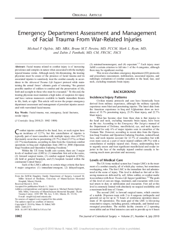(PDF) Emergency Department Assessment and Management of Facial Trauma ...