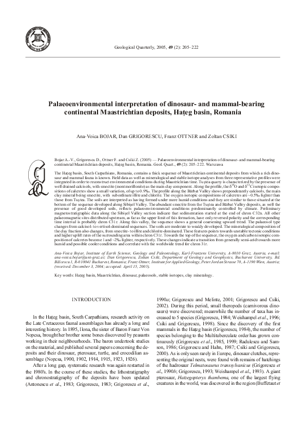 (PDF) Palaeoenvironmental interpretation of dinosaur- and mammal ...