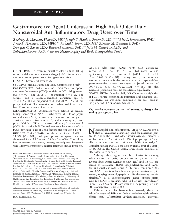 (PDF) Gastroprotective Agent Underuse in High-Risk Older Daily ...