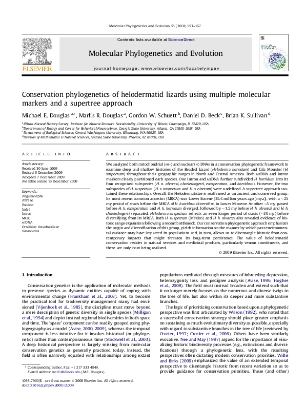 (PDF) Conservation phylogenetics of helodermatid lizards using multiple ...
