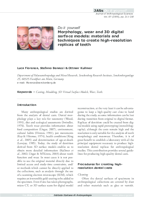 (PDF) Morphology, wear and 3D digital surface models: materials and ...