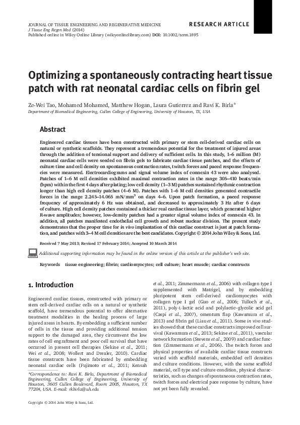 (PDF) Optimizing Cardiac Tissue Patches with Cells