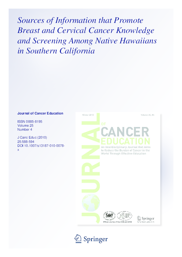 (PDF) Sources of Information that Promote Breast and Cervical Cancer ...