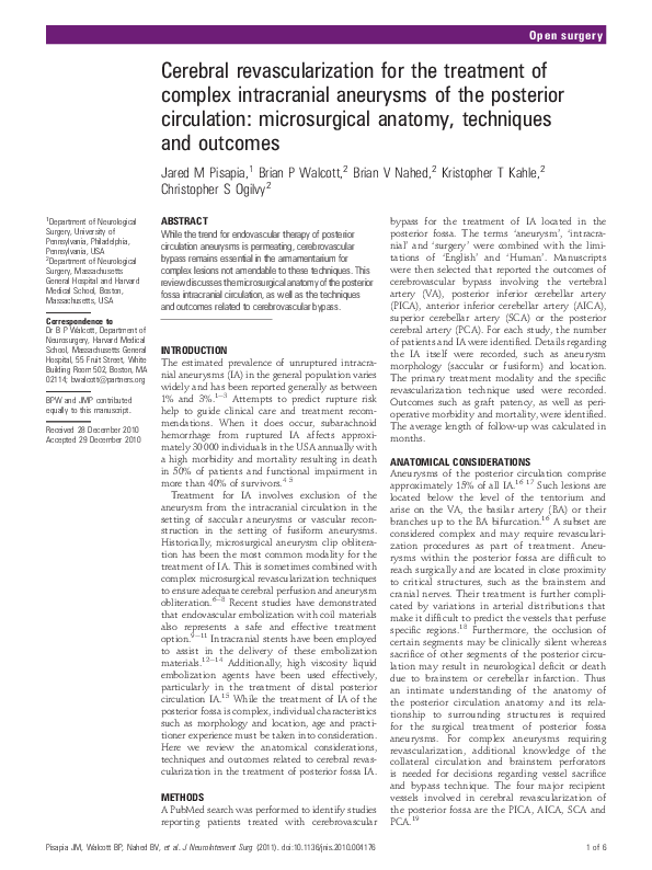 (PDF) Cerebral revascularization for the treatment of complex ...