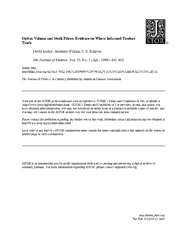 (PDF) Option Volume and Stock Prices: Evidence on Where Informed ...