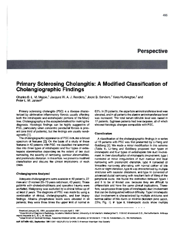 (PDF) Primary sclerosing cholangitis: a modified classification of cholangiographic findings ...