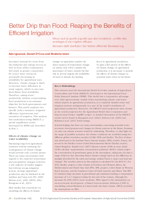 Pdf Better Drip Than Flood Reaping The Benefits Of Efficient Irrigation