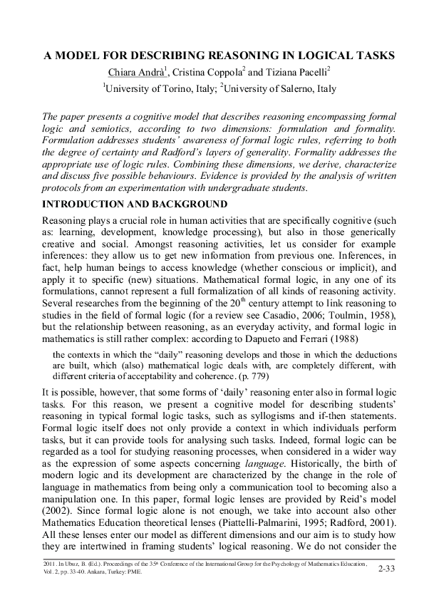 (PDF) A model for describing reasoning in logical tasks