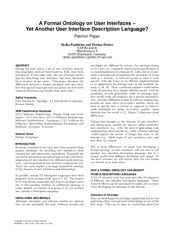 (PDF) A Formal Ontology on User Interfaces–Yet Another User Interface Description Language?