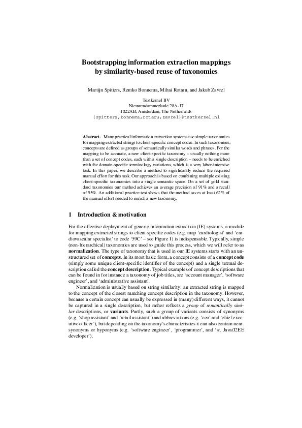 (PDF) Bootstrapping information extraction mappings by similarity-based reuse of taxonomies