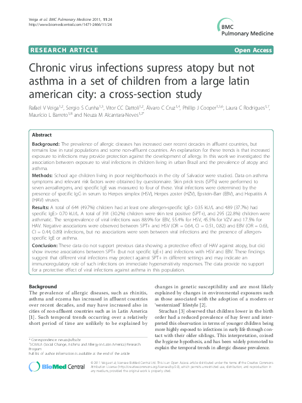 (PDF) Chronic virus infections supress atopy but not asthma in a set of ...