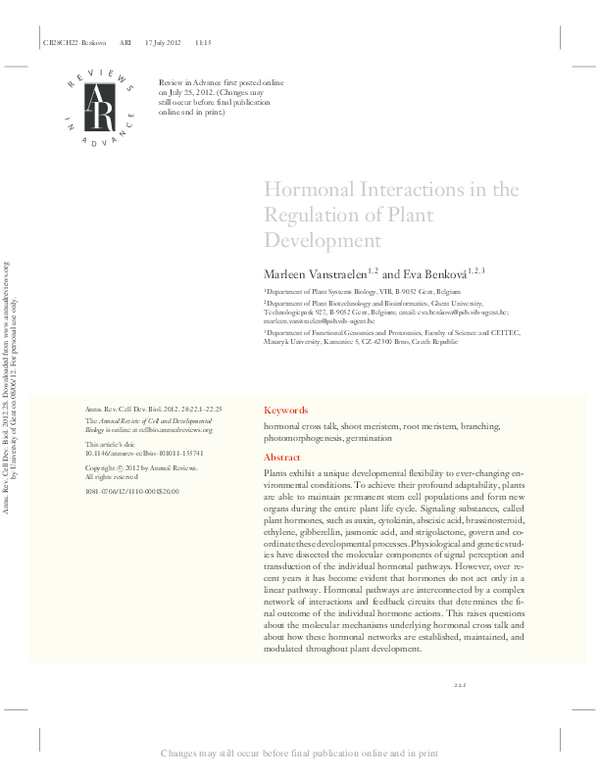 (PDF) Hormonal Interactions in the Regulation of Plant Development